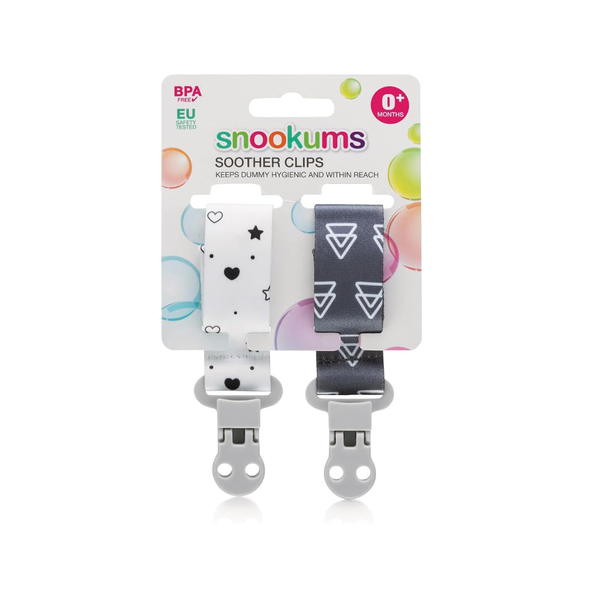 Snookums Soother Clips 0M+ - Durable Baby Pacifier & Teether Clips