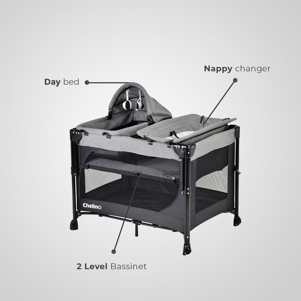 Chelino Tiffany Lux II Co-Sleeper Camp Cot with Mattress